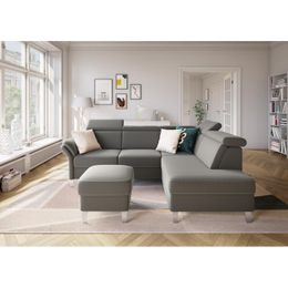 Sit & More sit&more Ecksofa &raquo;Vincenzo L-Form&laquo; inklusive Kopfteilverstellung, optional Schlaffunktion & Bettkasten grau B/H/T: 245cm x 84cm x 193cm, Luxus-