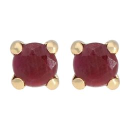 Firetti Damen Paar Ohrstecker &raquo;Schmuck Geschenk Gold 375 Ohrschmuck Ohrringe Solit&auml;r&laquo; mit Saphir, Smaragd oder Rubin rot 7mm, Gelbgold 375