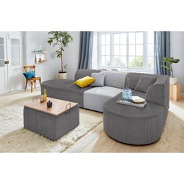 OTTO home Sofa-Eckelement &raquo;Alesund&laquo; als Einzelelement oder Modulteil grau Cord (100% Polyester);Filzoptik (100% Polyester) Cord, Armlehne rechts