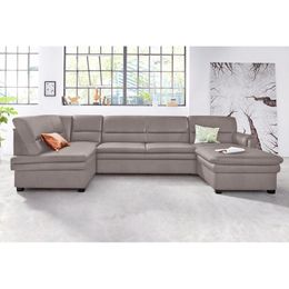 Sit & More sit&more Wohnlandschaft &raquo;Pisa U-Form&laquo; mit Federkern, wahlweise mit Schlaffunktion grau Flachgewebe (100% Polyester);Luxus-Microfaser1 (100% Polyester)