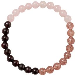 Firetti Armband &raquo;Schmuck Geschenk Armschmuck Armkette Edelstein Perlen&laquo; Made in Germany - mit Granat, Quarz, Rosenquarz rosa 18,5cm, Materialmix