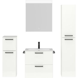Nobilia Badm&ouml;bel-Set &raquo;Tolvina&laquo; vormontiert, mit Soft-Close, 4 Stk. tlg. wei&szlig; B/H/T: 140cmcm x 169cmcm x 48,7cmcm, Griffe schwarz