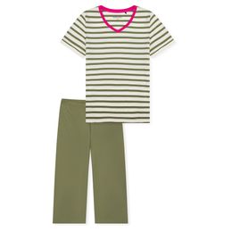Schiesser Pyjama ' Casual Essentials ' Damen Gr&ouml;&szlig;e S khaki / offwhite Sommerkleid