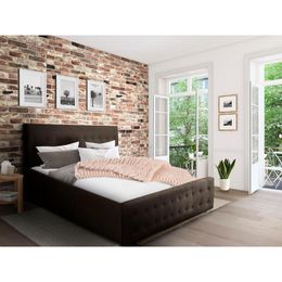 Home Affaire Polsterbett &raquo;Vaine&laquo; in 5 Breiten, auch in L&auml;nge 220 cm, incl. Roll-Lattenrost braun Samtoptik (100% Polyester) Liegefl&auml;che L&auml;nge B: 220cm