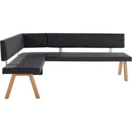 OTTO home Eckbank &raquo;Rio&laquo; Massivholz in Eiche ge&ouml;lt, Esszimmerbank bequem gepolstert schwarz Polyester B/H/T: 190cm x 89cm x 140cm, Struktur fein, 