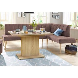 exxpo - sofa fashion Eckbank &raquo;Costa, moderne R&uuml;ckensteppung, bequem und elegant, hoher Holzfu&szlig;&laquo; hochwertig verarbeitet, Frei im Raum stellbar braun 
