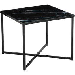 Salesfever Beistelltisch &raquo;Caorle Stilvoller Tisch&laquo; Elegante Tischplatte in edler Marmoroptik schwarz B/H/T: 50cm x 42cm x 50cm, Schwarz/Schwarz