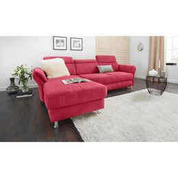 Sit & More sit&more Ecksofa &raquo;Avignon L-Form&laquo; Kopfteilverstellung, wahlweise mit Schlaffunktion und Bettkasten rot Flachgewebe (90% Polyester, 10% Polyamid);Luxus