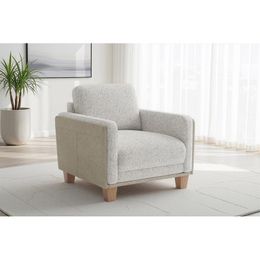 Sit & More sit&more Sessel &raquo;Concept&laquo; mit R&uuml;ckenkissen beige 100% Polyester Chenille,mit Fu&szlig; Buche natur, B/H/T: 89cm x 84cm x 90cm