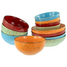 Creatable Schale &raquo;Nature Collection, Bowl Set 12-tlg&laquo; 12 Stk. aus Steinzeug Handwerklicher Look, Vintage orange Steinzeug Einheitsgr&ouml;&szlig;e