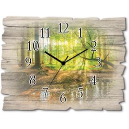 Artland Wanduhr &raquo;Wald mit Bach&laquo; wahlweise mit Quarz- oder Funkuhrwerk, lautlos ohne Tickger&auml;usche gr&uuml;n B/H/T: 40cm x 30cm x 0,6cm, Funkuhr