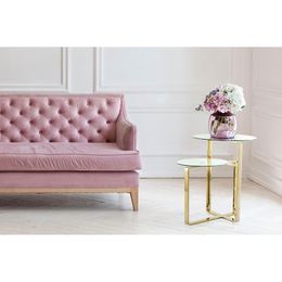 Kayoom Beistelltisch &raquo;Katris, Ausgefallenes Gestell aus stabilem Edelstahl&laquo; 1 Stk. tlg. ausgefallenes Gestelldesign aus Edelstahl, zwei Ablagefl&auml;chen gold 