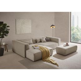 LeGer Home by Lena Gercke Ecksofa &raquo;PIARA XXL Struktur, L-Form, Schlaffunktion&laquo; Hocker stellbar zum Schlafsofa (Krokodilverbinder), tiefe Sitzfl&auml;che 