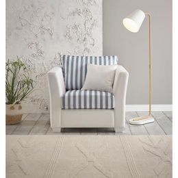 Home Affaire Sessel &raquo;CALIFORNIA&laquo; maritimer Landhausstil, Sessel mit Holzf&uuml;&szlig;en Wei&szlig; lackiert beige 100% PES Flachgewebe, B/H/T: 95cm x 88cm x 96cm