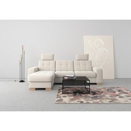 Sit & More sit&more Ecksofa &raquo;Quincy L-Form&laquo; wahlweise mit Schlaffunktion und Bettkasten beige B/H/T: 252cm x 82cm x 161cm, Luxus-Microfaser, Recamiere links,mit 