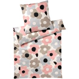 Elegante Bettw&auml;sche &raquo;Flowers&laquo; 2 Stk. angenehmes Hautgef&uuml;hl beige Mako-Satin, Obermaterial: 100% Baumwolle B/L: 155cm x 220cm, 1 Stk., 1 Stk., Mako-Satin, B/L: 