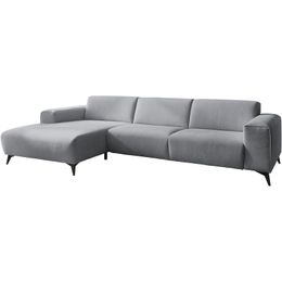 Die PlanBar Ecksofa &raquo;MP-IN24031&laquo; SoftSitz-Kaltschaumpolsterung, wahlweise mit motorischer Vorziehbank grau 100% Polyester B/H/T: 298cm x 75cm x 174cm,