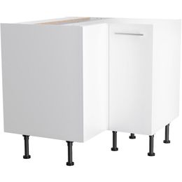 KOCHSTATION Eckunterschrank &raquo;KS-Bern2&laquo; Breite 90 x 90 cm, 1 T&uuml;r, 1 Einlegeboden wei&szlig; Holzwerkstoff B/H/T: 90cm x 87cm x 58,4cm, T&uuml;ren: 2 Stk.