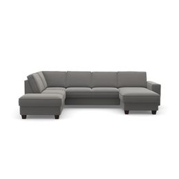 OTTO home Wohnlandschaft &raquo;County U-Form&laquo; wahlweise Ottomane links oder rechts, mit Federkern-Polsterung grau Luxus-Microfaser (100% Polyester);