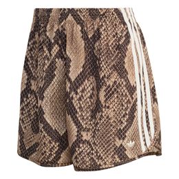 ADIDAS ORIGINALS Pants 'SNAKE PRINT SATIN' female size 42 Dark beige / Dark brown / White