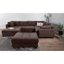 Collection AB Wohnlandschaft &raquo;Toni U-Form, B: 298 cm&laquo; Set: Sofa & Hocker, 2 Zierkissen, Federkern 100%Polyester B/H/T: 298cm x 44cm x 203cm, 
