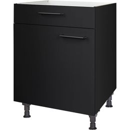 Nobilia Kochfeldumbauschrank &raquo;"MIAMI", mit Schukasten und T&uuml;r, Ausrichtung w&auml;hlbar&laquo; vormontiert, Breite 60 cm schwarz Schwarz, B/H/T: 60cm x 87cm x 