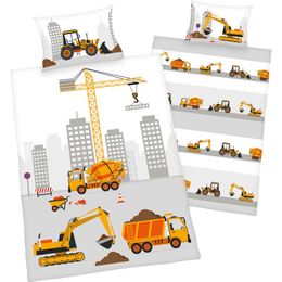 Baby Best Babybettw&auml;sche &raquo;Baustelle&laquo; mit niedlichem Baustellen Motiv bunt Flanell, Obermaterial: 100% Baumwolle B/L: 100cm x 135cm, 1 Stk., 1 Stk., Flanell, B/L