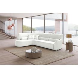 Egoitaliano Ecksofa &raquo;Puffy, extravagant & edel, Retro Designsofa, hoher Sitzkomfort, L-Form&laquo; mit Ottomane, wahlweise mit und ohne elektrischer Relaxfunktion wei&szlig; 
