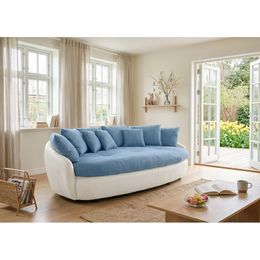 COTTA Big-Sofa &raquo;Aruba&laquo; gem&uuml;tliches Megasofa in XXL in organischer Form mit vielen Kissen blau Luxus-Microfaser (100% Polyester); Microfaser-