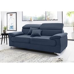DOMO collection 2,5-Sitzer &raquo;Mira inklusive Kopfteilverstellung f&uuml;r mehr Wohlf&uuml;hlkomfort&laquo; elegant und modern, komfortabel, frei im Raum stellbar blau 
