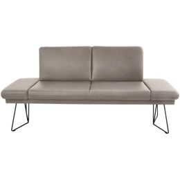 K+w Komfort & Wohnen K+W Komfort & Wohnen Essbank &raquo;Pego Polsterbank&laquo; Seitenteilverstellung, wahlweise in 206 oder 226cm, Echtleder Bezug grau B/H/T: 206cm x 88cm x 66cm, 