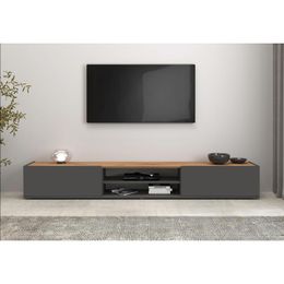 OTTO home Lowboard &raquo;Garda,TV-Kommode,TV-M&ouml;bel,TV-Bank, stehend und h&auml;ngend&laquo; stehend und h&auml;ngend mit 2 Klappen, 1 Einlegeboden, Breite 210 cm schwarz B