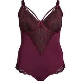 Devoted By Zizzi Tops 'Caella' Damen Gr&ouml;&szlig;e 6XL weinrot / schwarz