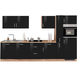 KOCHSTATION K&uuml;chenzeile &raquo;KS-Tinnum&laquo; ohne E-Ger&auml;te, Breite 330 cm schwarz B/H/T: 330cm x 60cm