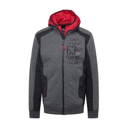 CAMP DAVID Zip-Up Hoodie 'Shipyard' male size S Basalt grey / mottled grey / Red