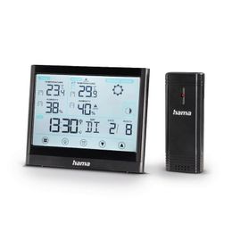 Hama Wetterstation &raquo;Wetterstation "Full Touch", Schwarz, mit Au&szlig;ensensor, Reichweite 30m&laquo; (mit Au&szlig;ensensor) schwarz Touch-Sensor zur komfortablen 