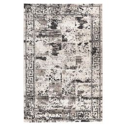 Kayoom Teppich &raquo;Olivo 921&laquo; rechteckig 13 mm H&ouml;he Kurzflor, Vintage, Modernes Muster, Deko, Vegan grau Polyester B : 200cm 1 Stk., 13mm, L: 290cm