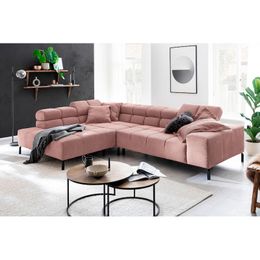 Home Affaire Ecksofa &raquo;Ancona New, wahlweise motorische Sitztiefenverstellung, auch in Cord&laquo; feine Steppung, mit Kopfteilverstellung, 3 Zierkissen, L-