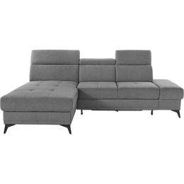 OTTO home Ecksofa &raquo;Cardiz L-Form&laquo; inkl.Kopfteilverstellung und Federkern wahlweise mit Schlaffunktion grau Webstoff (100% Polyester);Luxus-Microfaser 