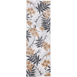 CarpetFine Teppich &raquo;Deja 102&laquo; rechteckig 4 mm H&ouml;he robustes Flachgewebe, Floral Palmenbl&auml;tter, In- und Outdoor, L&auml;ufer beige Polypropylen B : 80cm 1 