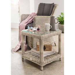 Destiny Balkonset &raquo;Luna Merano&laquo; Set, 4 Stk. tlg. Aluminium, Polyrattan wei&szlig; Aluminium, Glas, Polyrattan B/H/T: 60cm x 87cm x 71cm, Polyester