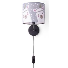 Paco Home Wandleuchte &raquo;Ela 214&laquo; E14 Kinderlampe Wandlampe Mit Schalter &Oslash; 18cm Lama Rosa Grau Kabel 3m E14 schwarz 1, &Oslash; 18cm H: 26,5cm