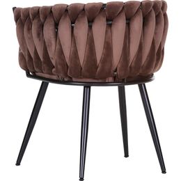 GUTMANN FACTORY Esszimmersessel mit elegant geflochtener R&uuml;ckenlehne braun Flachgewebe, B/H/T: 60cm x 78cm x 55cm