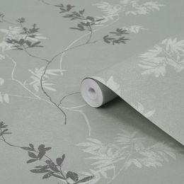 Laura Ashley Vliestapete &raquo;Mari&laquo; floral texturiert 10mx52cm gr&uuml;n Vlies B/L: 0,52m x 10m, Rollen: 1