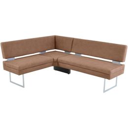 K+w Komfort & Wohnen K+W Komfort & Wohnen Eckbank langer Schenkel links oder rechts, mit dekorativen Distanzhalter beige B/H/T: 158cm x 89cm x 199cm, Microfaser Struktur 
