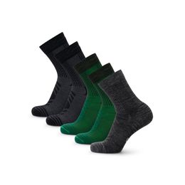 Danish Endurance Socken 'Light Hiking Crew' Herren Gr&ouml;&szlig;e 39/42 graumeliert / gr&uuml;n / hellgr&uuml;n / schwarz