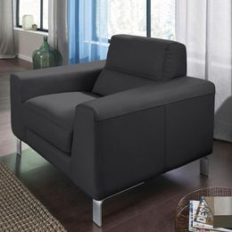 Calia italia Sessel &raquo;Simon Loungesessel, Designsessel, sehr bequem&laquo; in zwei Lederqualit&auml;ten schwarz Leder SORRENTO, pigmentiertes Glattleder;Leder 