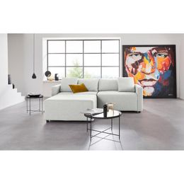 Home Affaire Ecksofa &raquo;Marva 3tlg. L-Form&laquo; beide Armlehnelemente ausziehbar f&uuml;r Bettfunktion, mit Bettkasten beige Struktur fein (100% Polyester);
