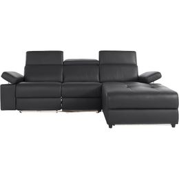 Home Affaire Ecksofa &raquo;Kilado, L-Form,&laquo; mit Relaxfunktion, verstellbarer Armlehne, Kopfteilverstellung schwarz Echtleder/Kunstleder B/H/T: 259cm x 98cm