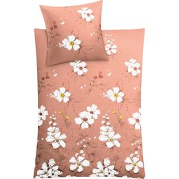 Kleine Wolke Bettw&auml;sche &raquo;Sienna&laquo; 2 Stk. mit frischem, floralem Design orange Mako-Satin, Obermaterial: 100% Baumwolle B/L: 135cm x 200cm, 1 Stk., 1 Stk., Mako-